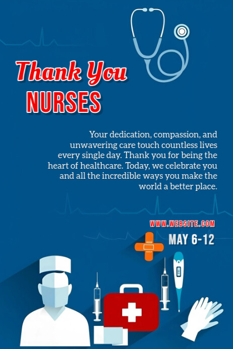 Blue Joyful Nurses Day Card Poster Template | PosterMyWall