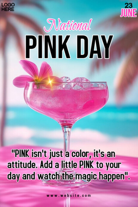 Blue Joyful National Pink Day Poster Template | PosterMyWall