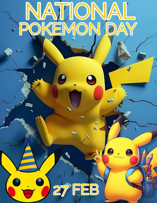 Blue Joyful National Pokemon Day Flyer (us Letter) Templat | PosterMyWall