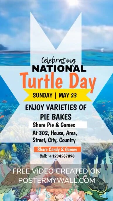Blue Joyful National Turtle Day Instagram St Template | PosterMyWall