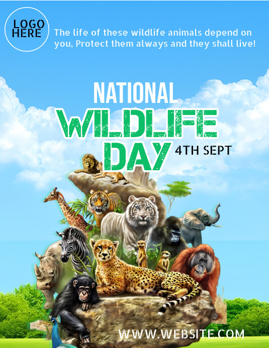 Blue Joyful National Wildlife Day Flyer (us L Template | PosterMyWall