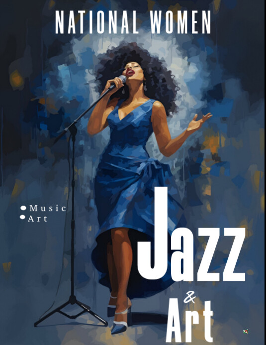 Blue Joyful National Women Jazz Flyer (us Letter) Template | PosterMyWall