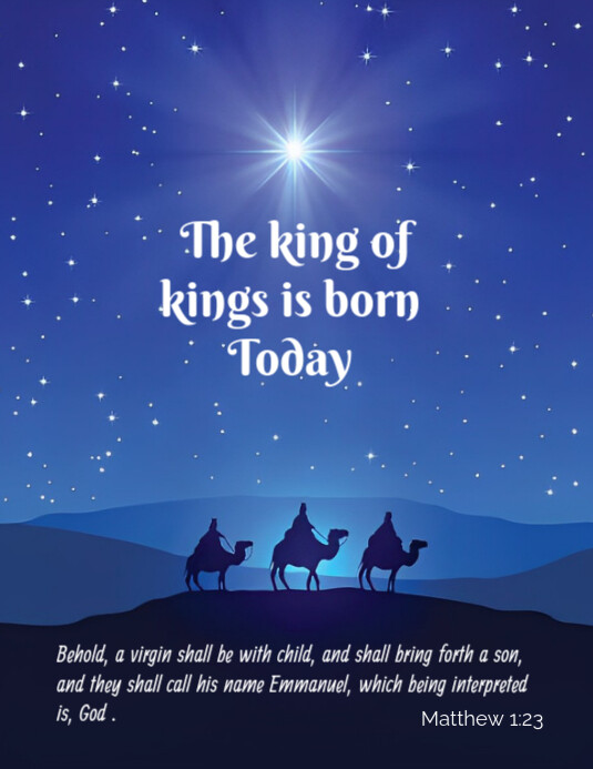 Blue Joyful Nativity Of Jesus The Savior , Let's Us Adore Him Flyer (us ...