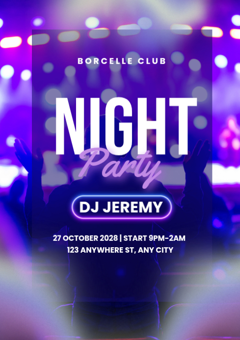 Blue Joyful Night Party A4 Template | PosterMyWall
