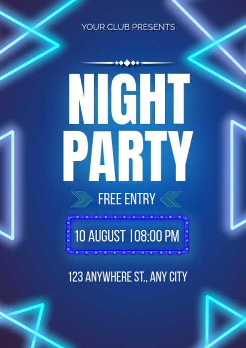 Copy of Blue Joyful Night Party A4 | PosterMyWall