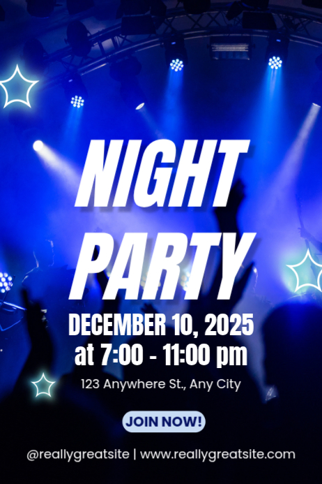 Blue Joyful Night Party Poster Template | PosterMyWall
