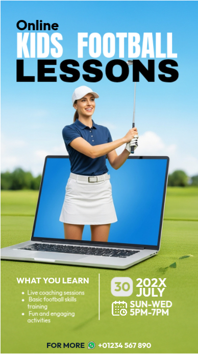 Blue Joyful Online Kids Football Instagram Story Template | PosterMyWall