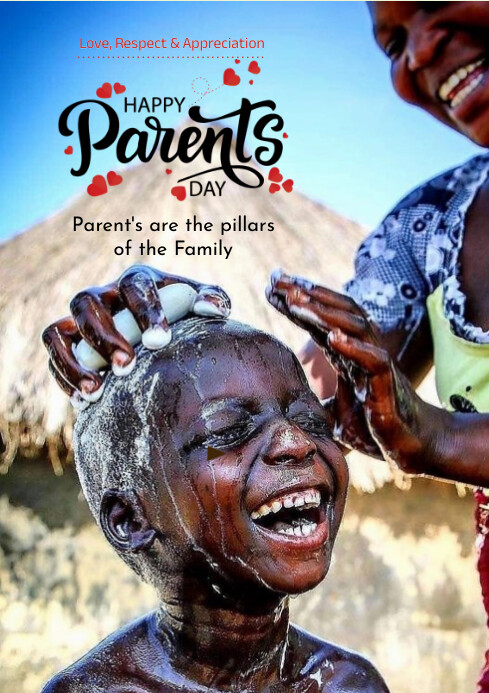 Blue Joyful Parent Day A4 Template | PosterMyWall