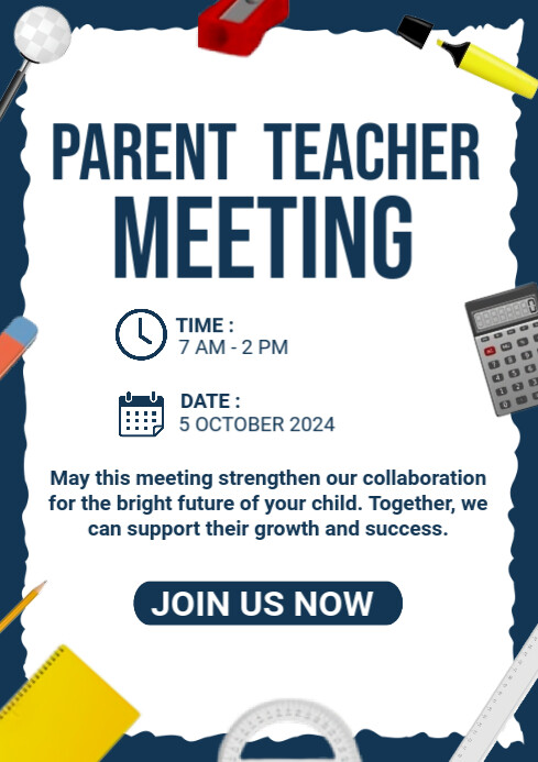Copy of Blue Joyful Parent Teacher Meeting A4 | PosterMyWall