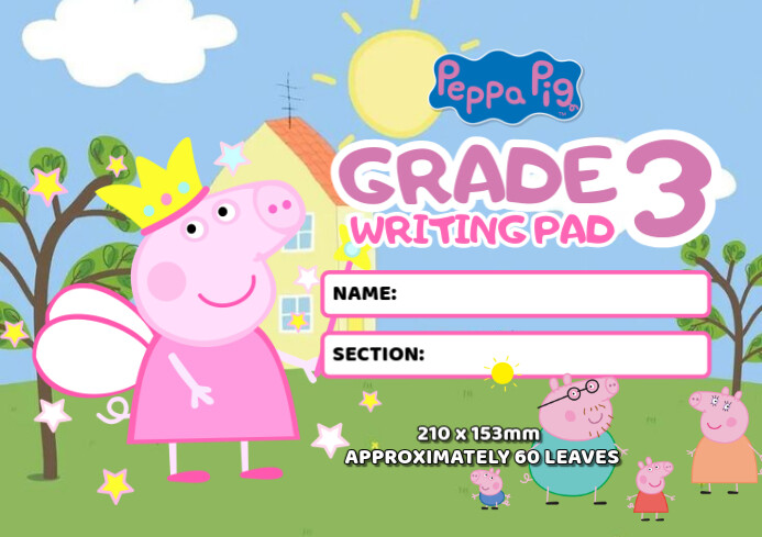 Copy of Blue Joyful Peppa Pig Theme Writing Pad A4 | PosterMyWall