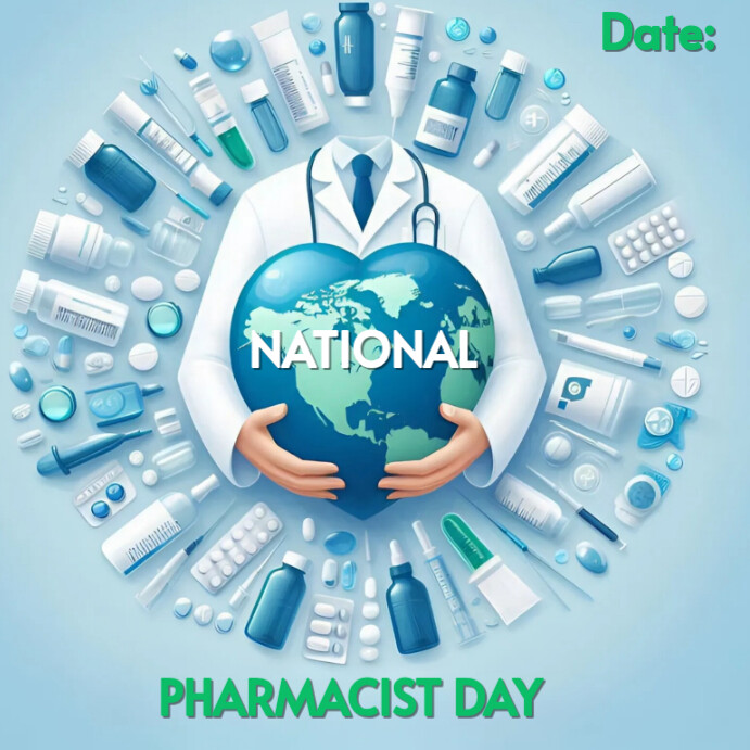Blue Joyful Pharmacist Day Poster Instagram Post Template | PosterMyWall