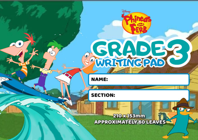 Plantilla de Blue Joyful Phineas And Ferb Theme Writing Pad A4 ...