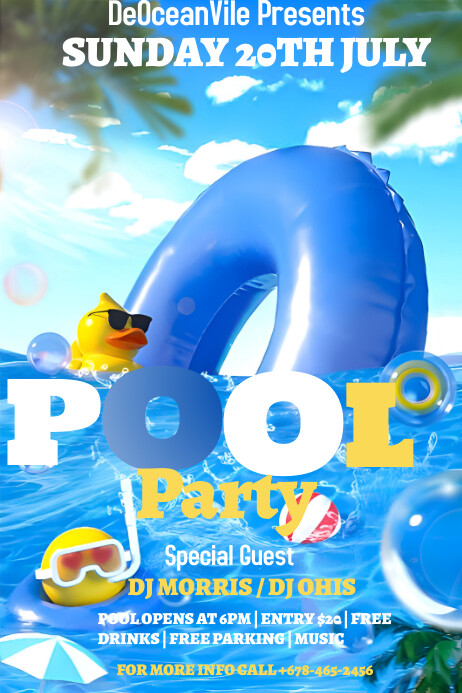 Blue Joyful Pool Party Flyer Template Poster | PosterMyWall