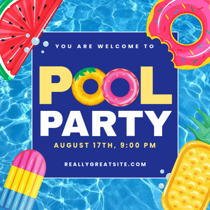 Blue Joyful Pool Party Instagram Post Template | PosterMyWall