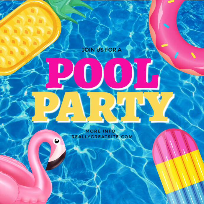 Blue Joyful Pool Party Instagram Post Template | PosterMyWall