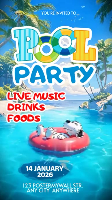 Blue Joyful Pool Party Invitation Instagram Reel Template | PosterMyWall