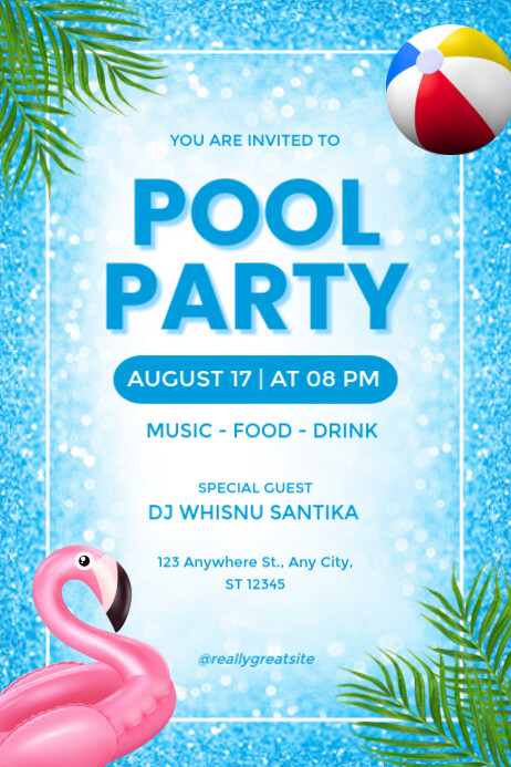 Plantilla de Blue Joyful Pool Party Invited Poster | PosterMyWall