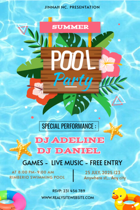 Blue Joyful Pool Party Poster Template | PosterMyWall