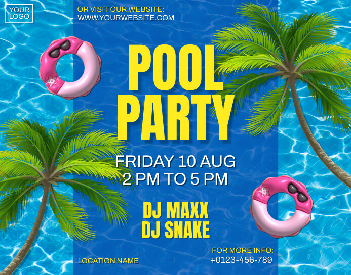 Blue Joyful Pool Party Poster/wallboard Template | PosterMyWall