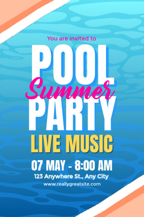 Blue Joyful Pool Summer Party Poster Template | PosterMyWall