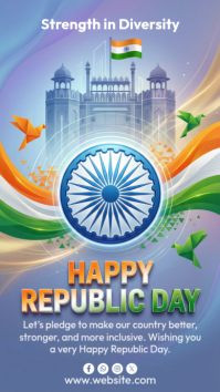 Blue Joyful Happy Republic Day Instagram Story Template | PosterMyWall