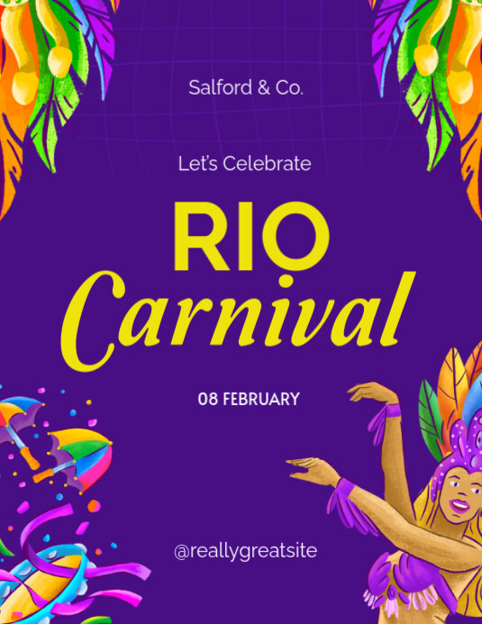 Blue Joyful Rio Carnival Flyer Flyer (us Letter) Template | PosterMyWall