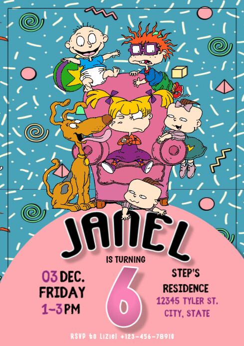 Blue Joyful Rugrats Birthday A4 Template | PosterMyWall