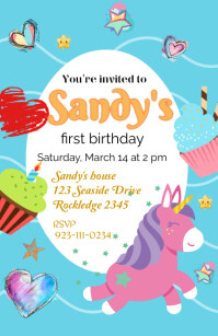Happy Birthday Invitation Half Page Wide Template | PosterMyWall