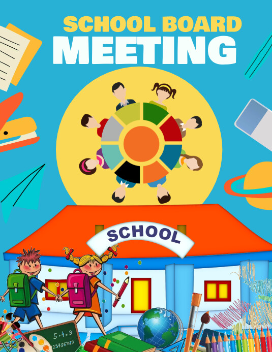 Blue Joyful School Board Meeting Flyer (us Le Template | PosterMyWall