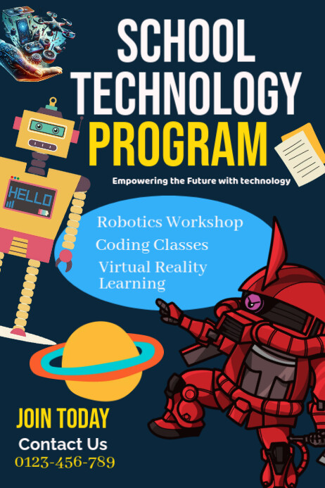 Blue Joyful School Technology Program Poster Template | PosterMyWall
