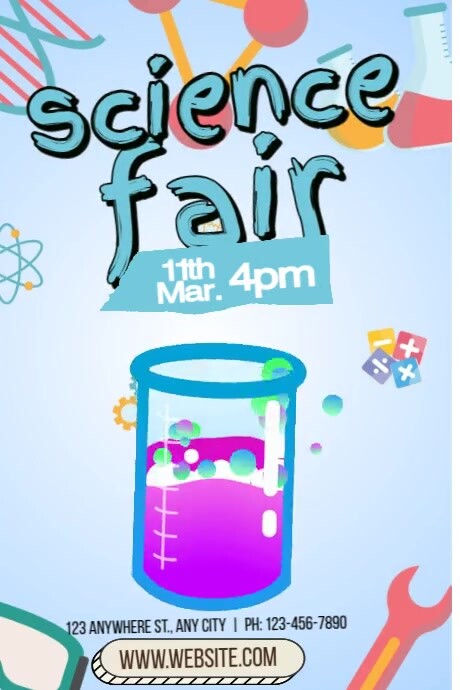 Blue Joyful Science Fair Poster Template | PosterMyWall