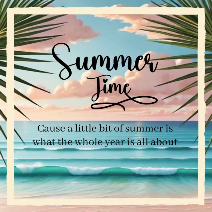 Blue Joyful Sea Beach Instagram Post | PosterMyWall