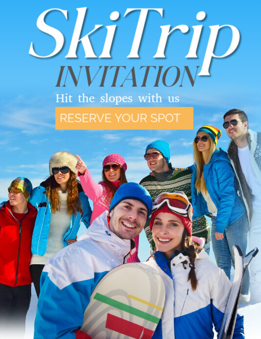 Blue Joyful Ski Trip Invitation Flyer (us Letter) Template | PosterMyWall