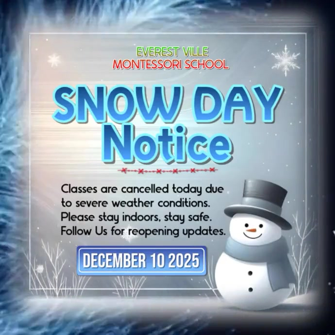 Blue Joyful Snow Day School Closure Notice | Editable Winter ...