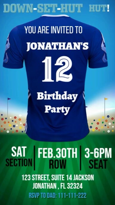 Blue Joyful Soccer Birthday Theme Digital Digital Display (9:16 ...