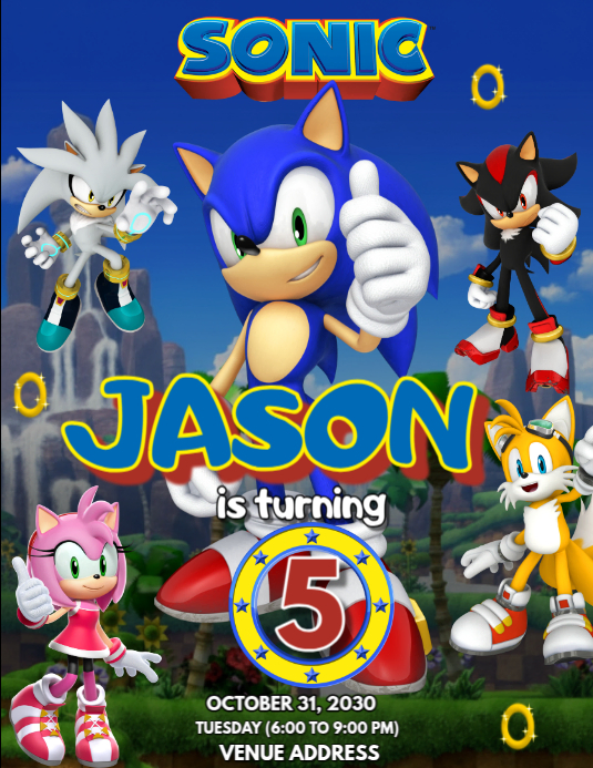 Copia de Blue Joyful Sonic Birthday Flyer (us Letter) | PosterMyWall