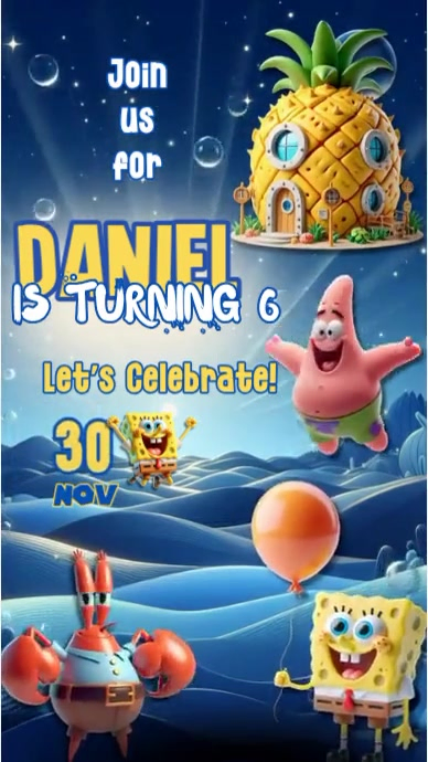 Blue Joyful Spongebob Birthday Instagram Reel Template | PosterMyWall