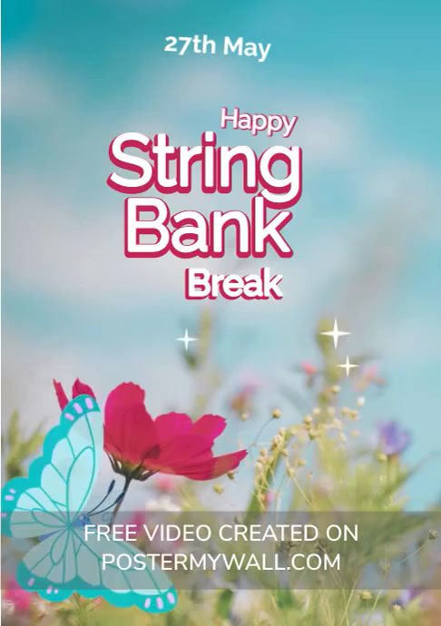 Blue Joyful Spring Bank Holiday A4 Template | PosterMyWall
