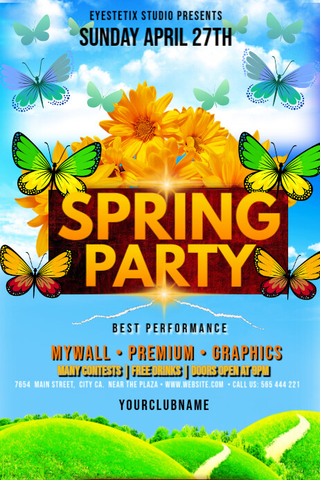 Plantilla de Blue Joyful Spring Season Flyer Poster | PosterMyWall