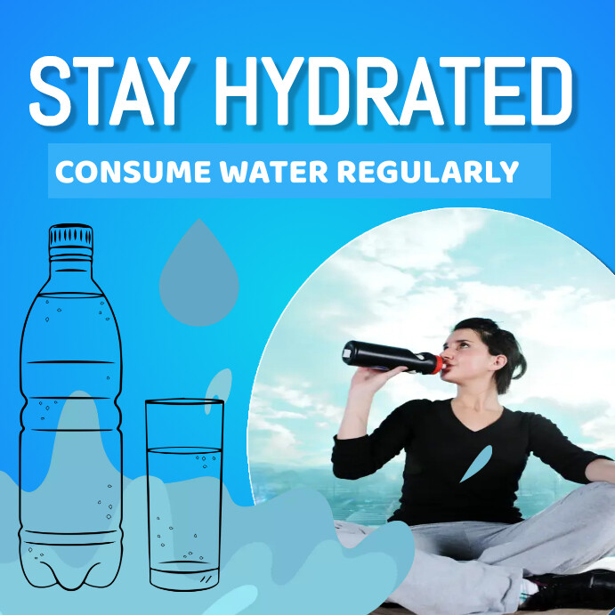 Blue Joyful Stay Hydrated Instagram Post Template | PosterMyWall