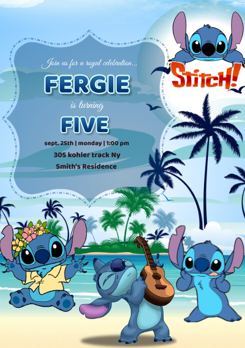 Blue Joyful Stitch A4 Template | PosterMyWall