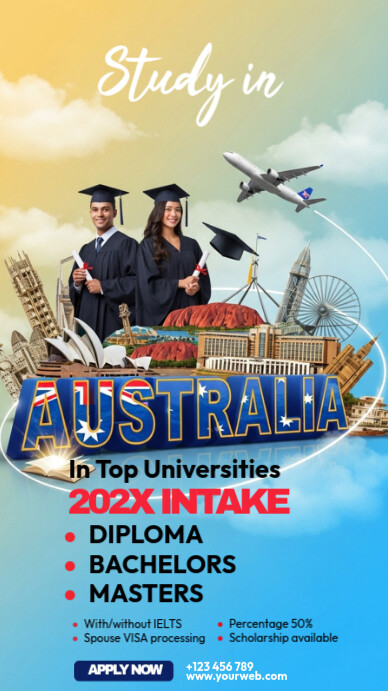 Copy of Blue Joyful Study In Australia Instagram Story | PosterMyWall