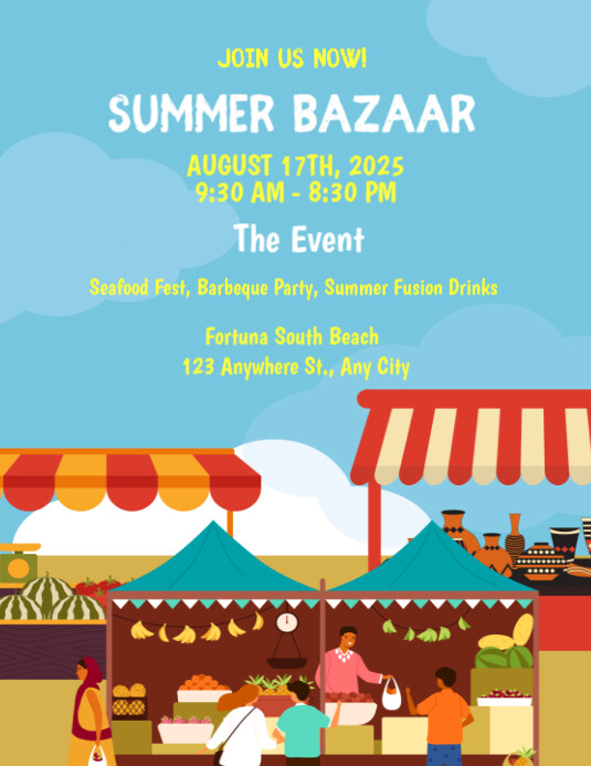 Copy of Blue Joyful Summer Bazaar Flyer (us Letter) | PosterMyWall