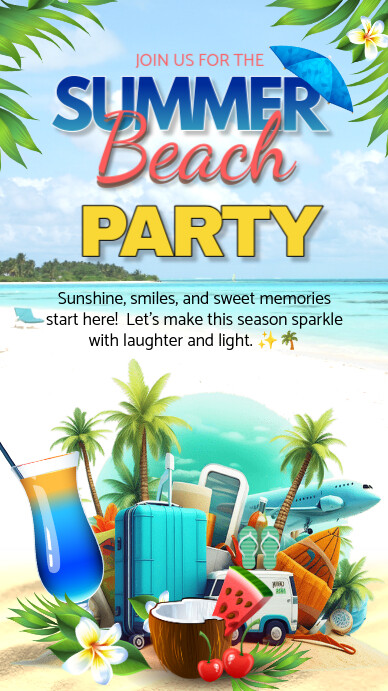 Copy of Blue Joyful Summer-beach-party-design-template Instagram Story ...