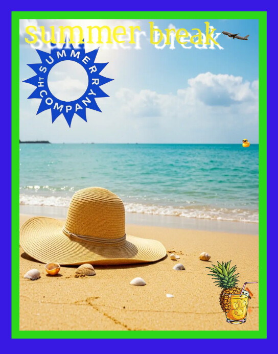 Blue Joyful Summer Break Poster/wallboard Template | PosterMyWall