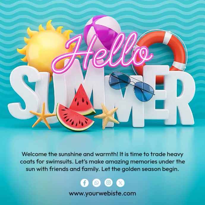 Blue joyful summer celebration instagram post video Template | PosterMyWall