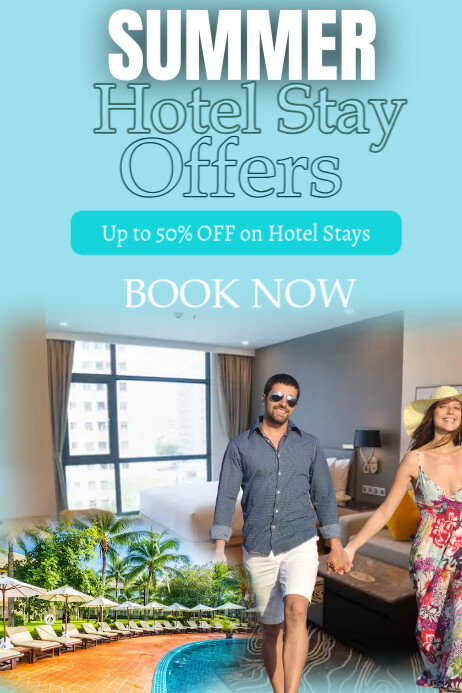 Copy of Blue Joyful Summer Hotel Stay Offers Poster | PosterMyWall