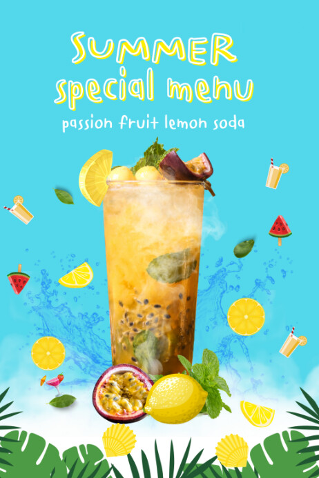 Copy of Blue Joyful Summer Menu Poster | PosterMyWall