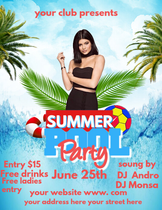 Blue Joyful Summer Pool Party Flyer (us Letter) Template | PosterMyWall