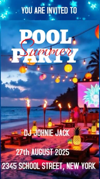 Blue Joyful Summer Pool Party Instagram Reel Templat | PosterMyWall
